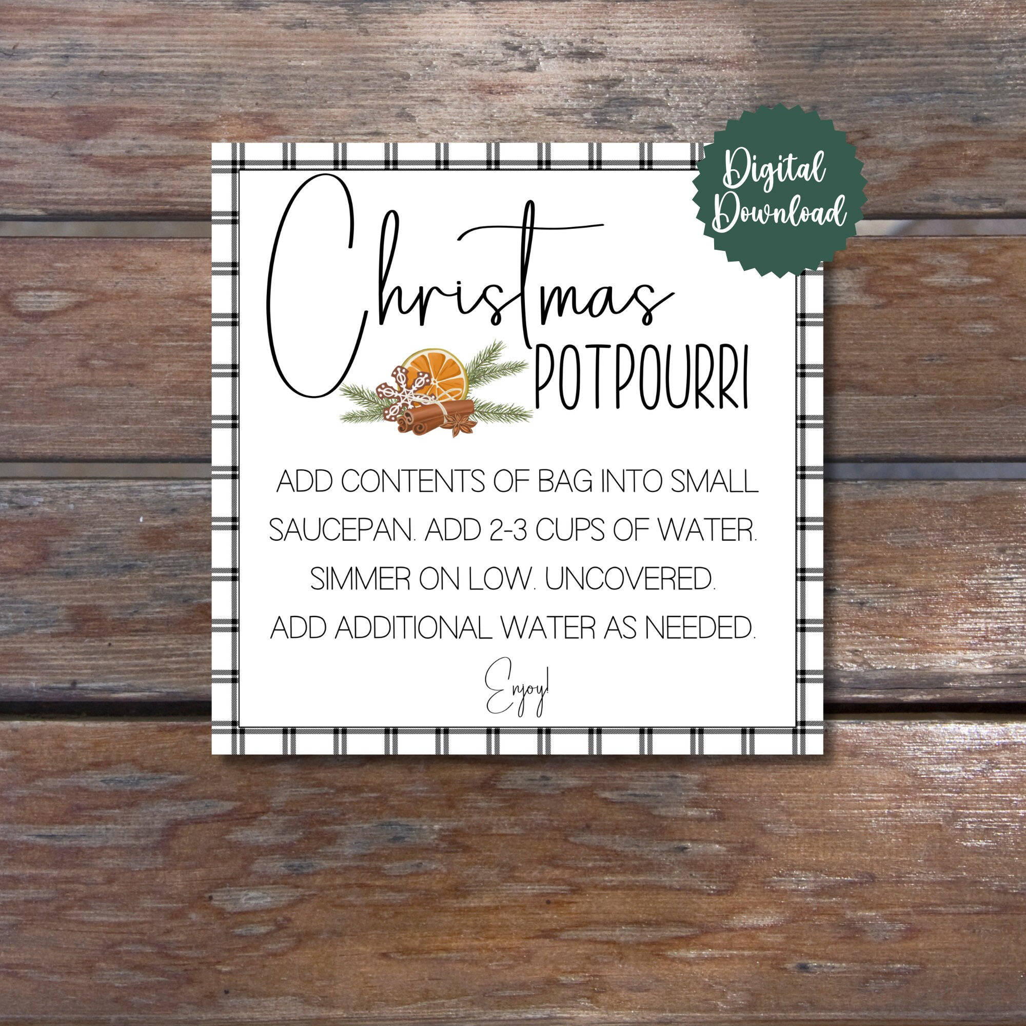 Christmas Potpourri Printable Tags With Simmering Instructions ...