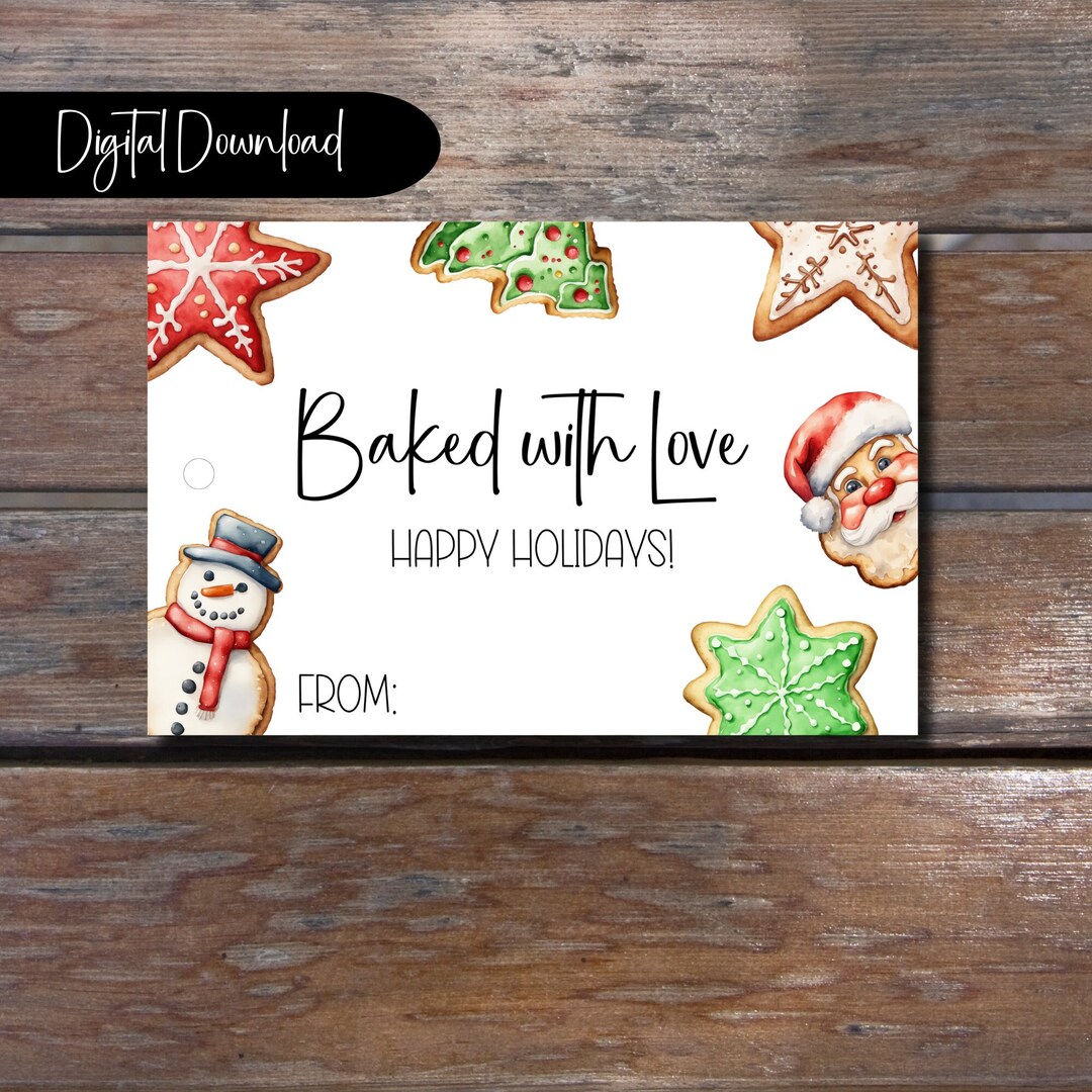 Printable Christmas Tag - "baked With Love, Happy Holidays" - Etsy