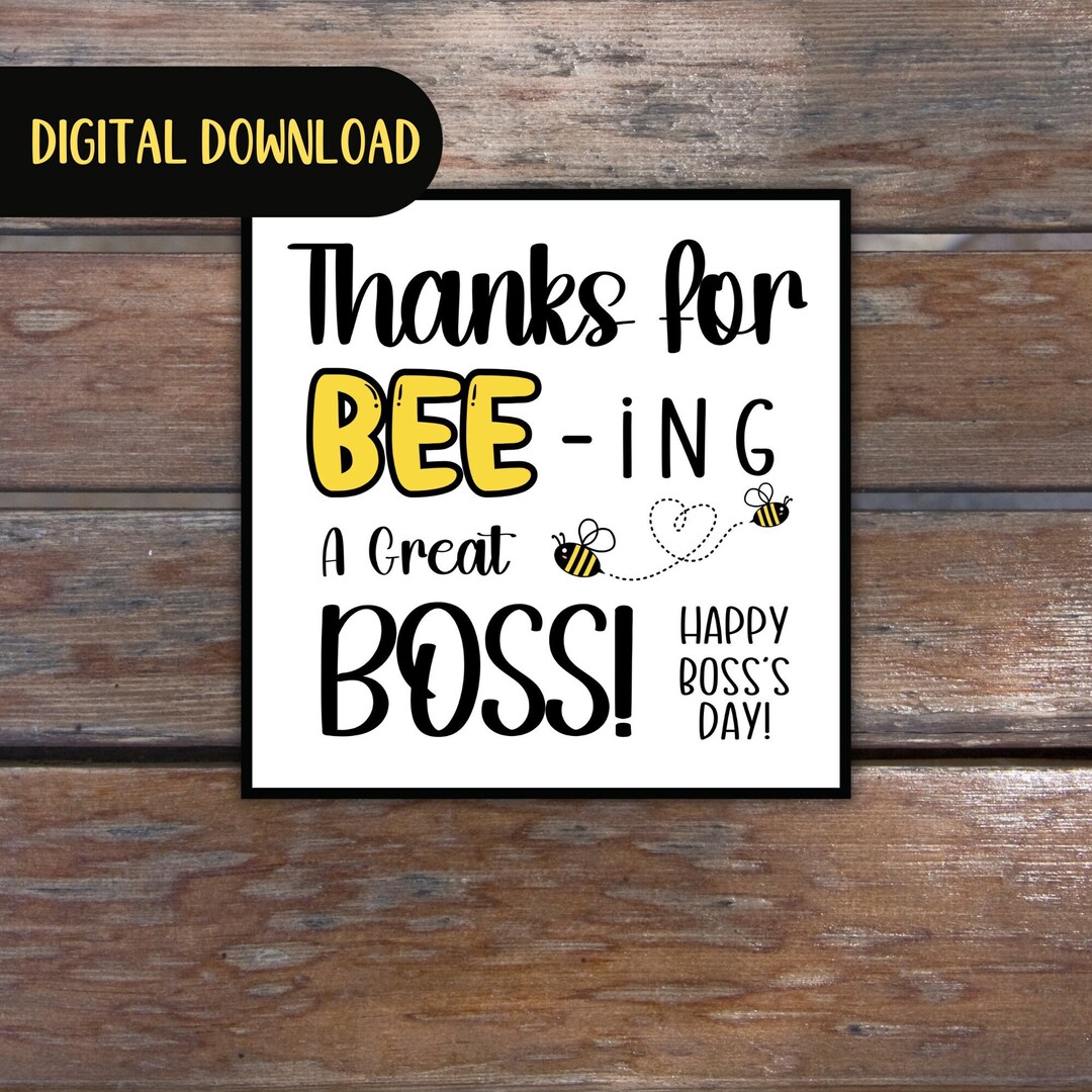 Boss's Day Thank You Tag: Bee Theme (digital Download) - Etsy