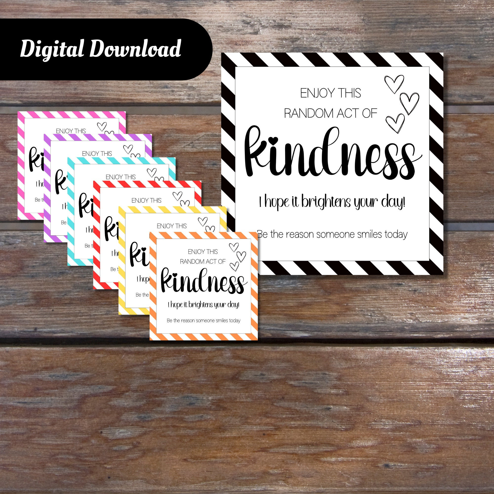 Random Acts of Kindness Cards - Digital Download (PDF & PNG) - 3x3 Size ...