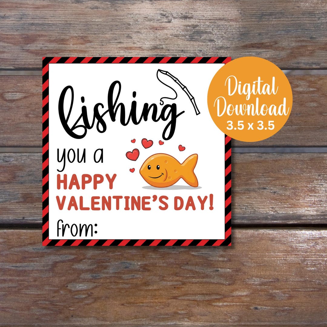 Fishing Valentine Tag Printable | Goldfish Cracker Valentine | Instant ...