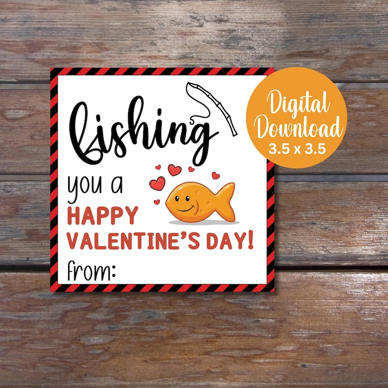 Fishing Valentine Tag Printable | Goldfish Cracker Valentine | Instant ...