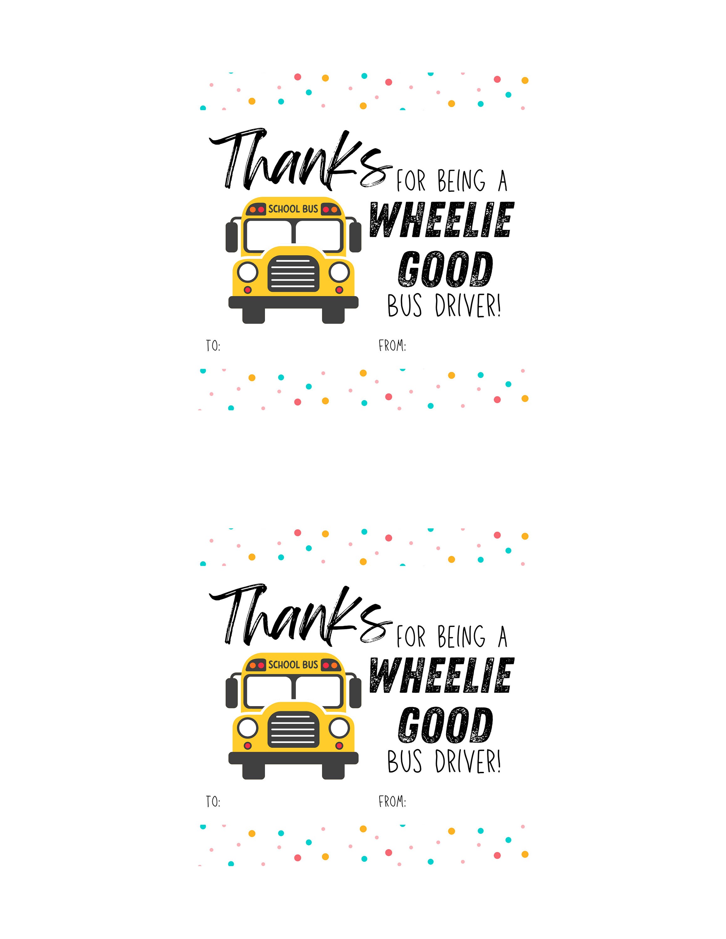 School Bus Driver Gift Tags Printable, Thank You Printable Tags, School ...