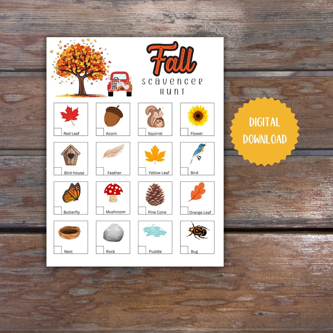 Fall Scavenger Hunt Printable Download - Etsy