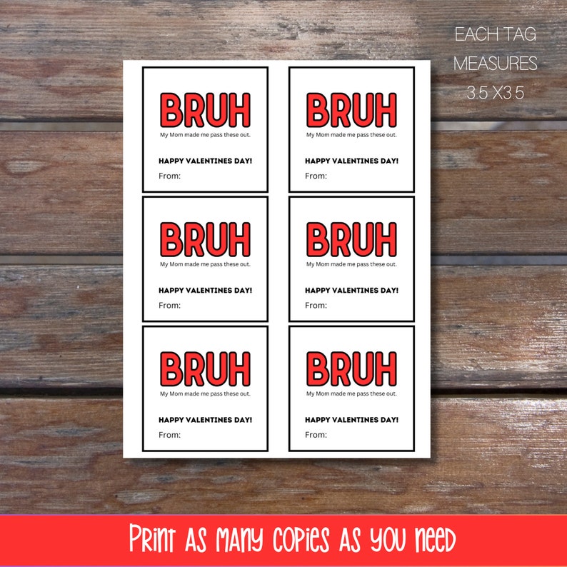 Bruh Valentines - Printable - Etsy