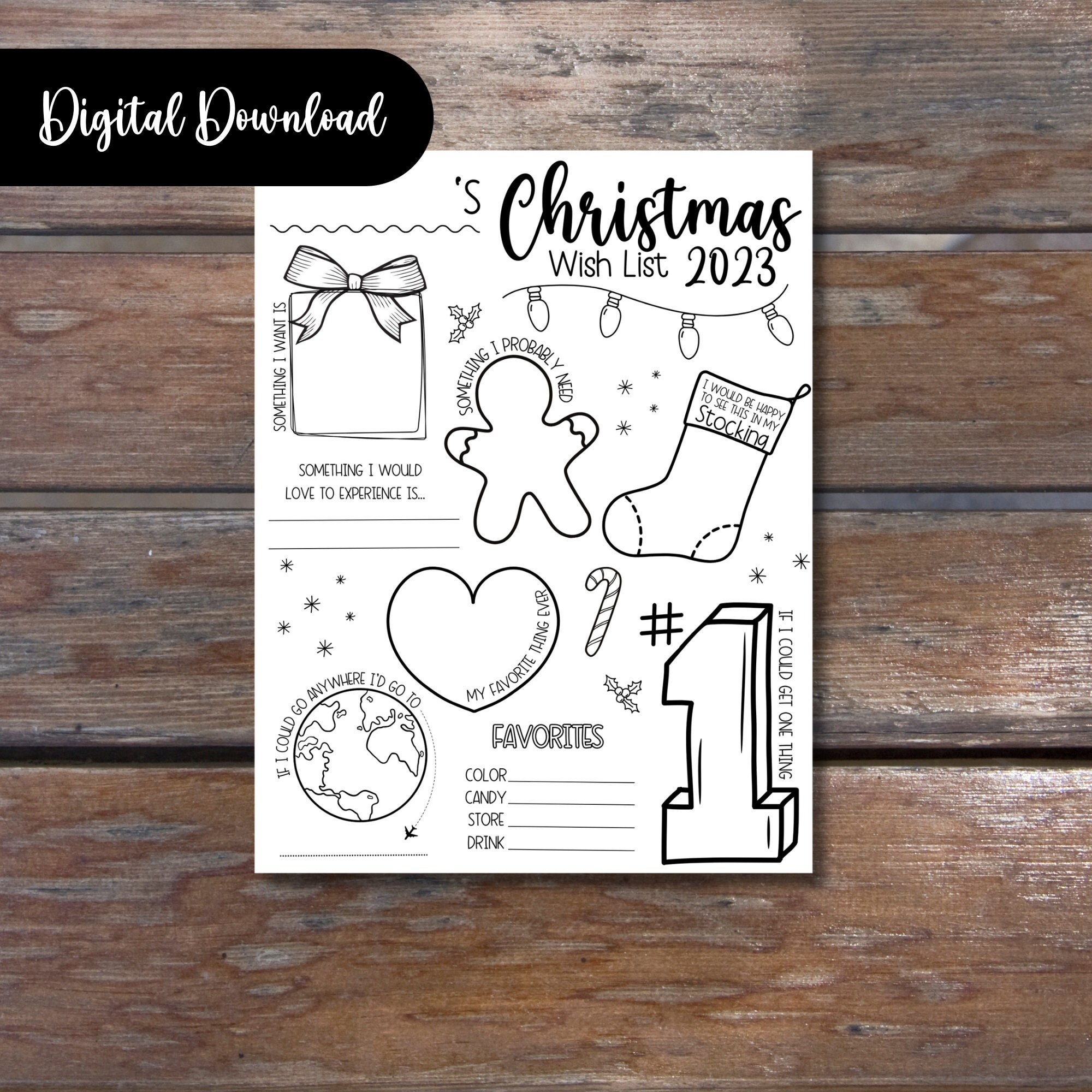 Printable Christmas Wish List Activity Sheet Festive Fun for Kids - Etsy