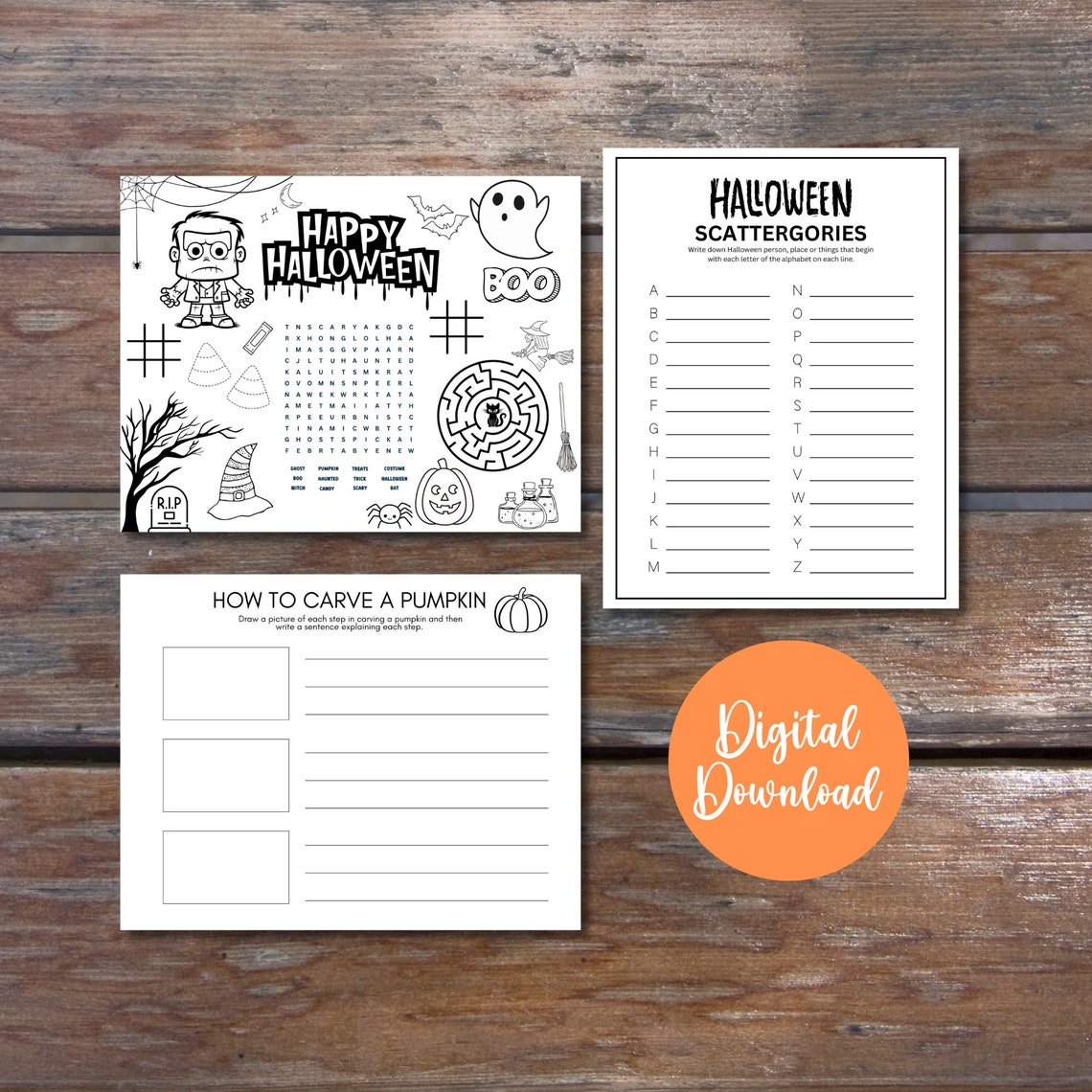 Printable Halloween Worksheet Bundle - Etsy