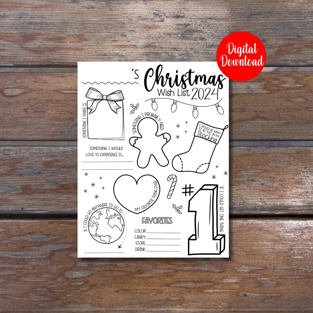 Printable Christmas Wish List Activity Sheet Festive Fun for Kids - Etsy