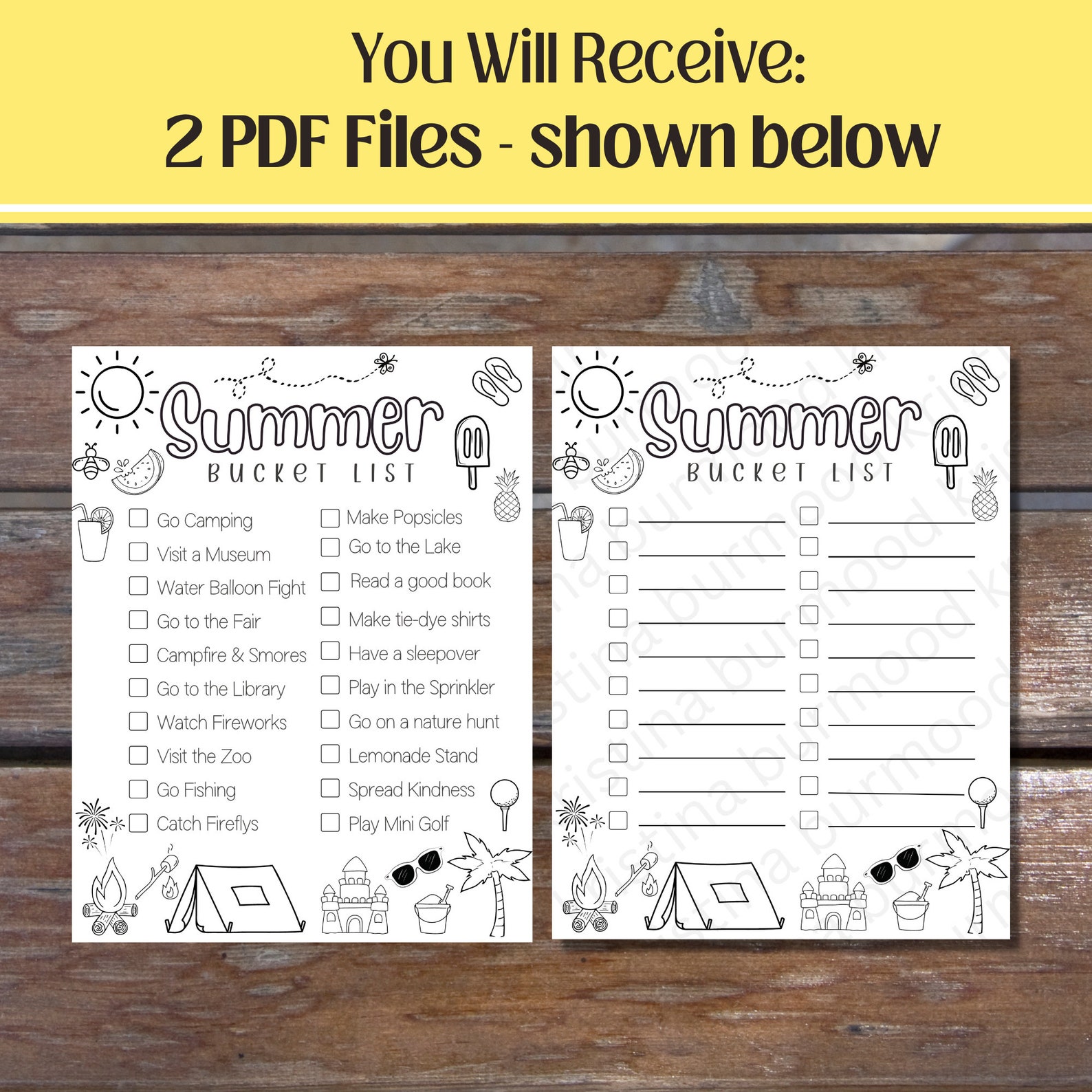 Printable Summer Bucket List, Blank Bucket List, Summer Activities ...