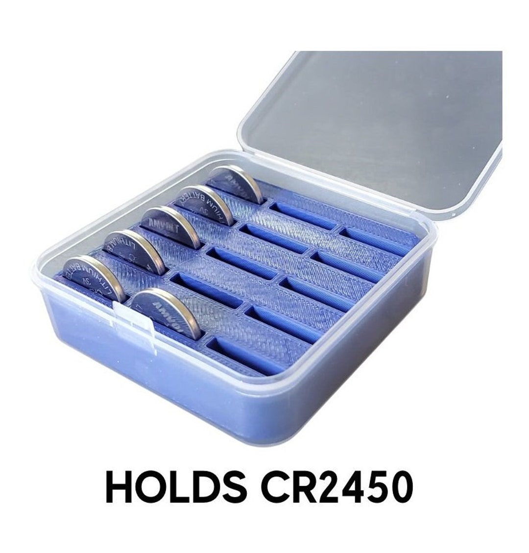 CR2450 Button Battery Holder Organizer W/storage Box HOLDS 18 BATTERIES ...