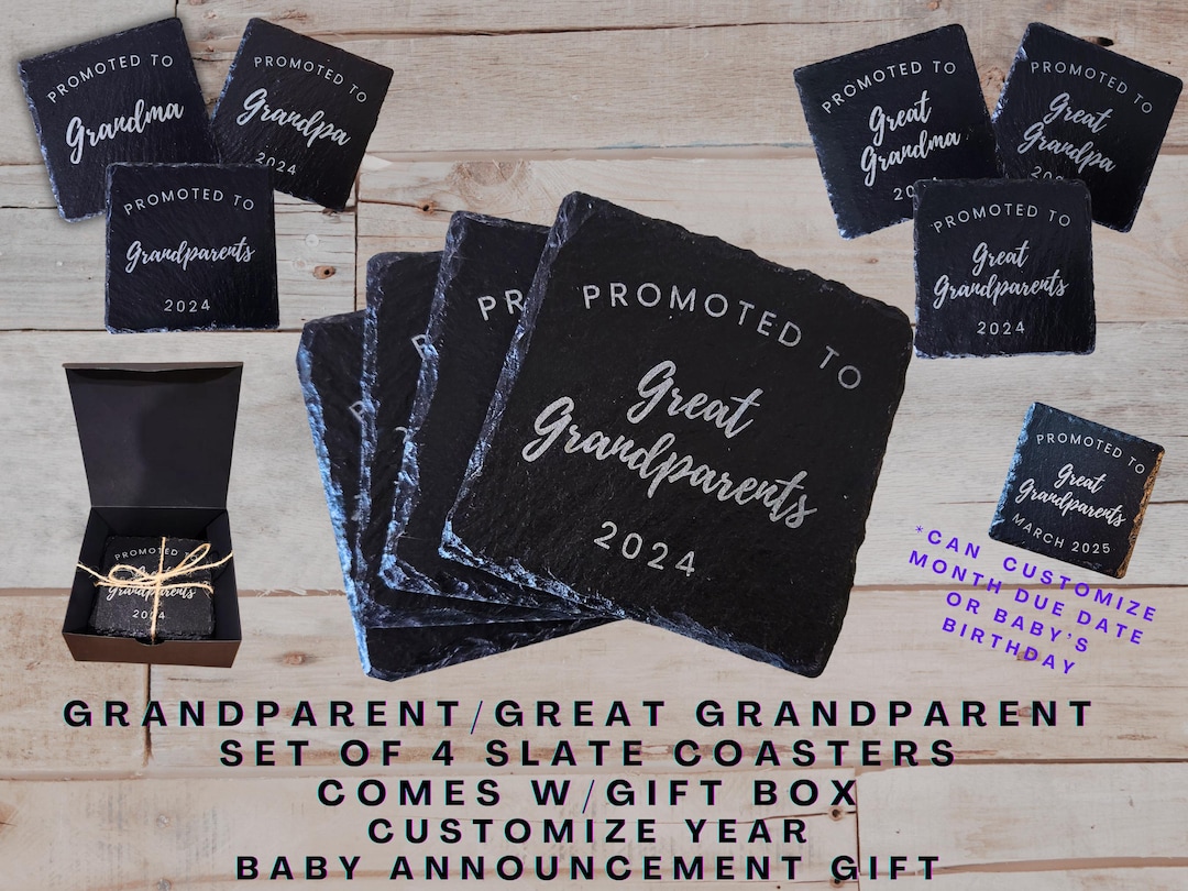 PROMOTED TO Grandma | Grandpa | Grandparent | Great Grandparent | Slate ...
