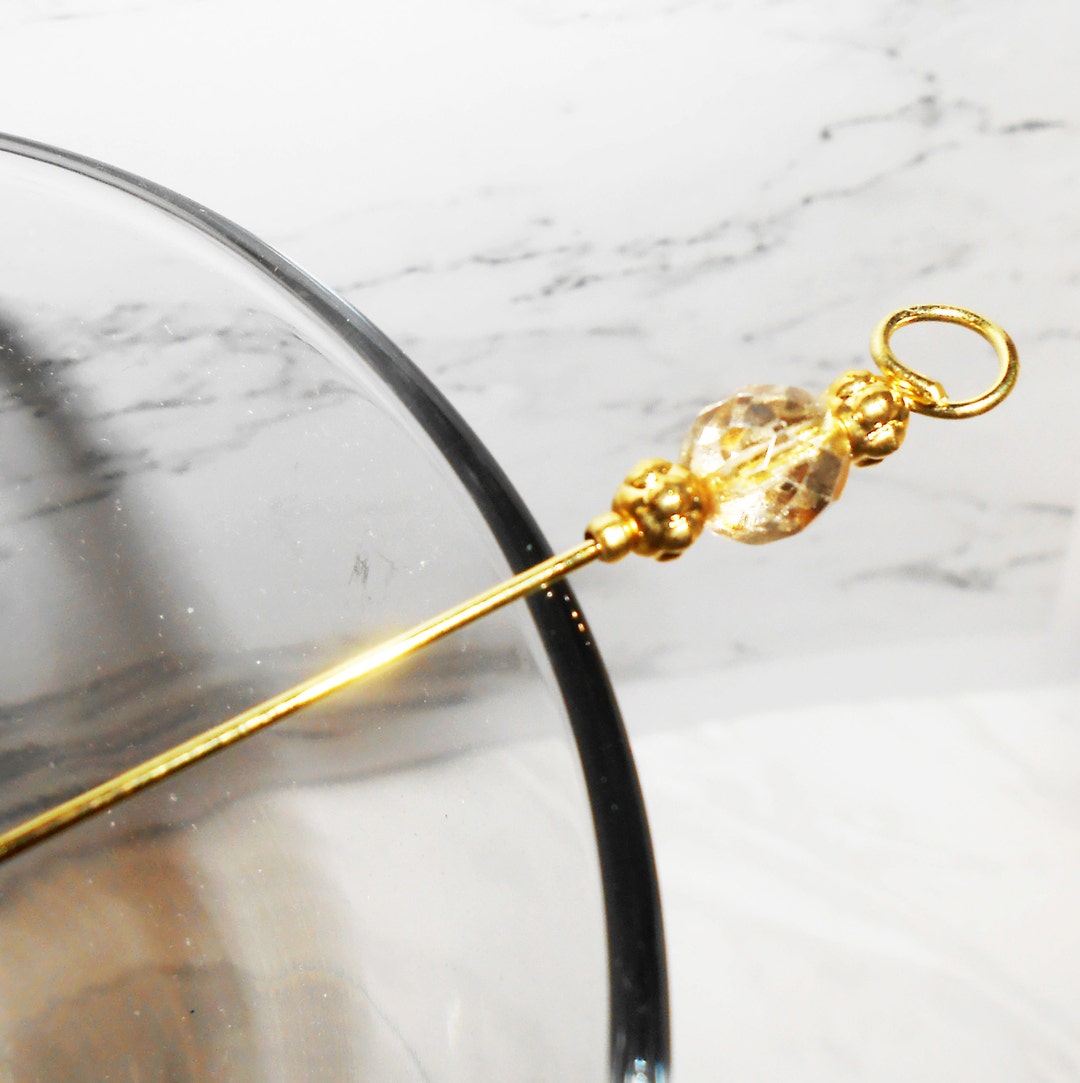 Gold Crystal Cocktail Picks: Czech Glass Martini Olive Skewers - Etsy