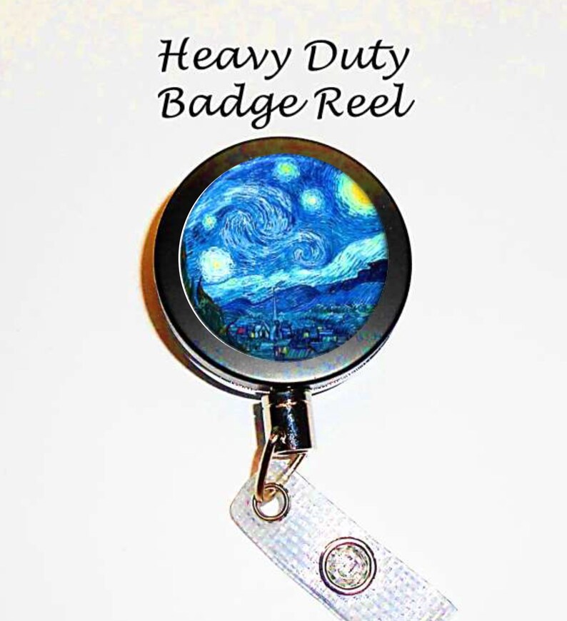 Starry Night Id Badge Reel Id Badge Holder Id Badge Reel | Etsy