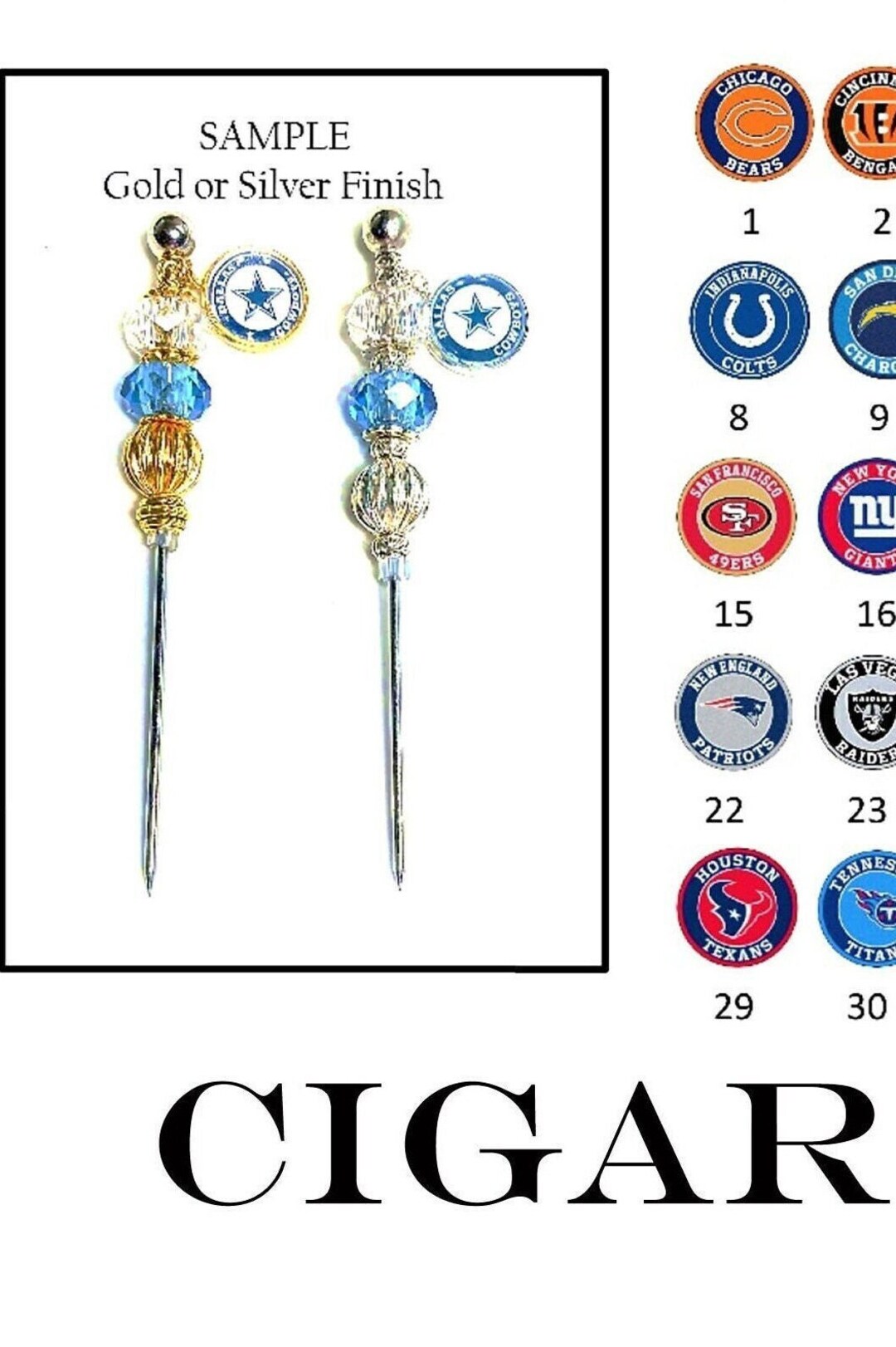 Football Cigar Stick Stainless Steel Cigar Pick Cigar Nubber Sports Fan ...