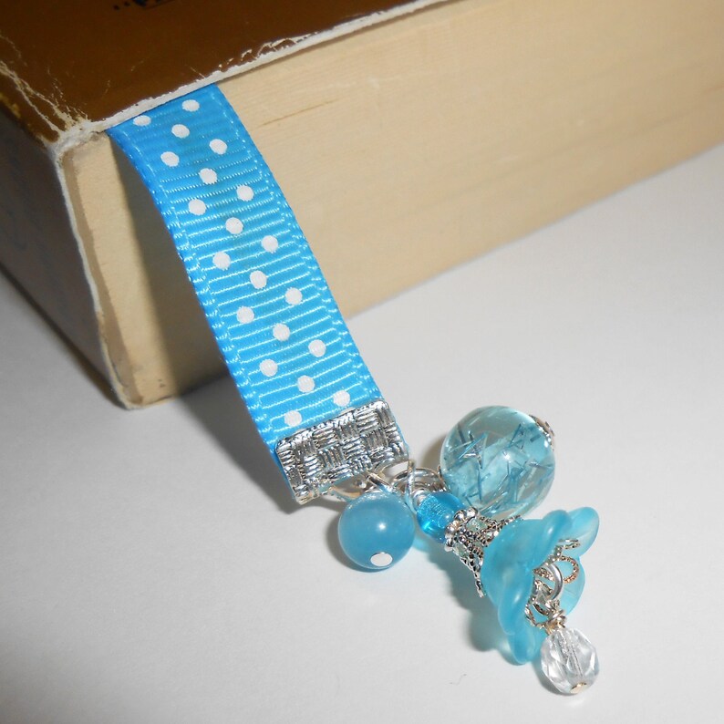 Tree of Life Bookmark: Blue Polka Dot Ribbon, Crystal Charm - Etsy