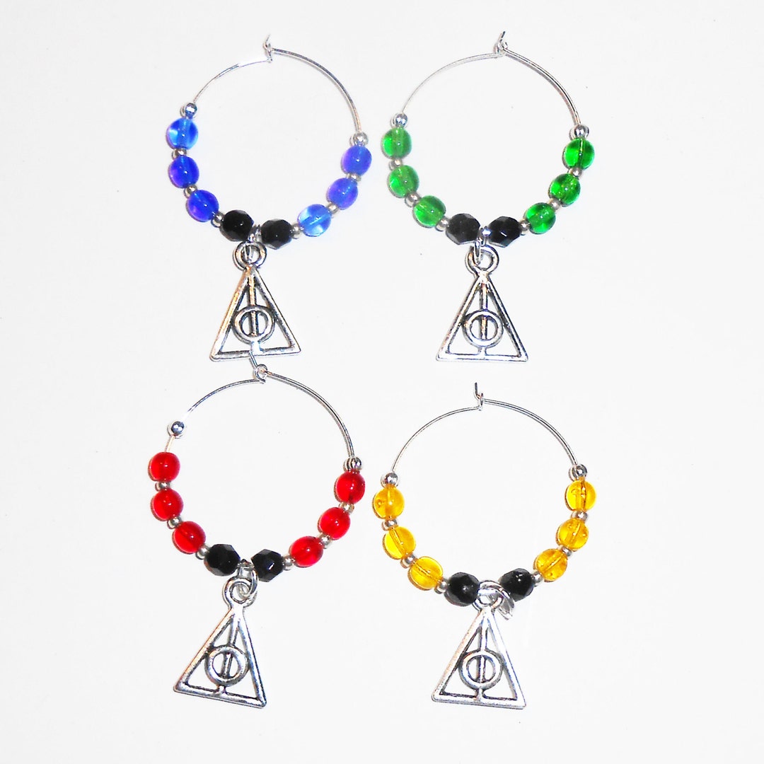 Wizard Magic Wine Glass Charms: 3D Pewter, School Colors - Etsy