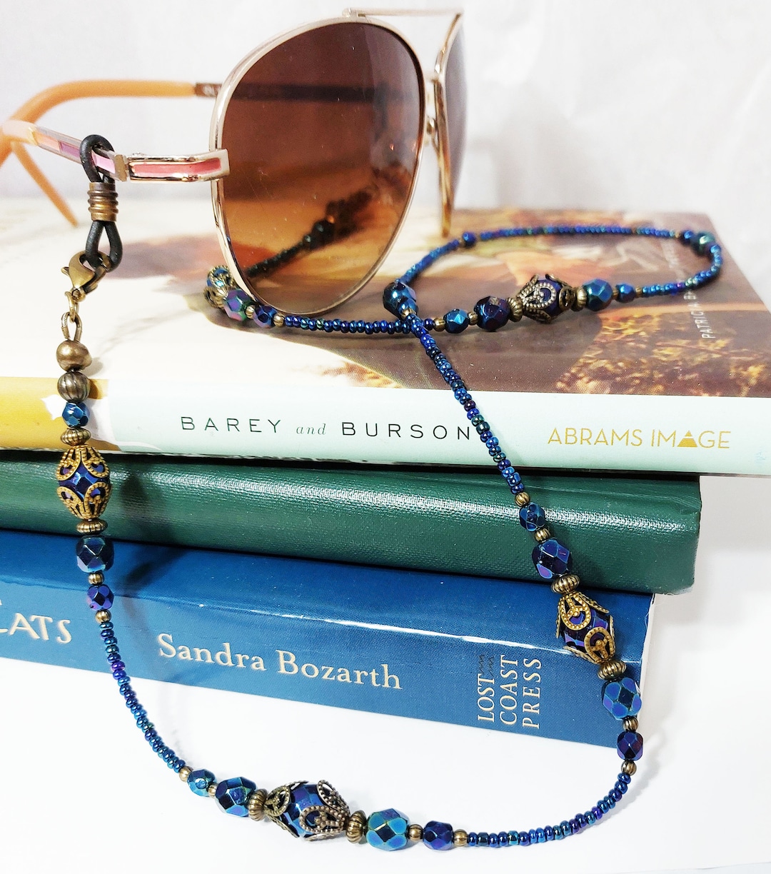 Vintage Styled Eyeglass Chain Metallic Blue Vintage Style Beaded Eyeglass Chain Women's Beaded ...