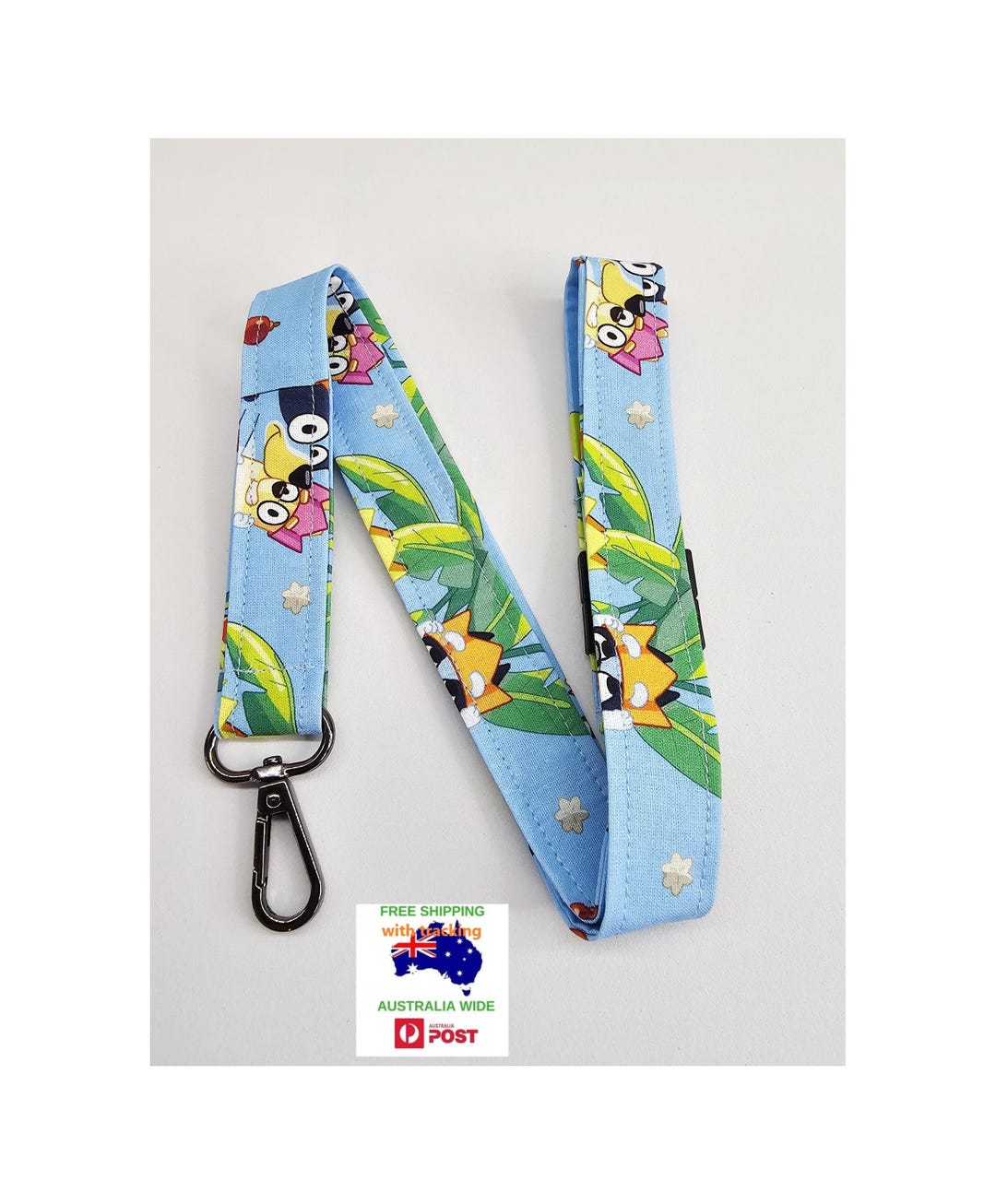 Christmas Bluey Pattern Handmade Lanyard With Breakaway Clip, Gunmetal ...