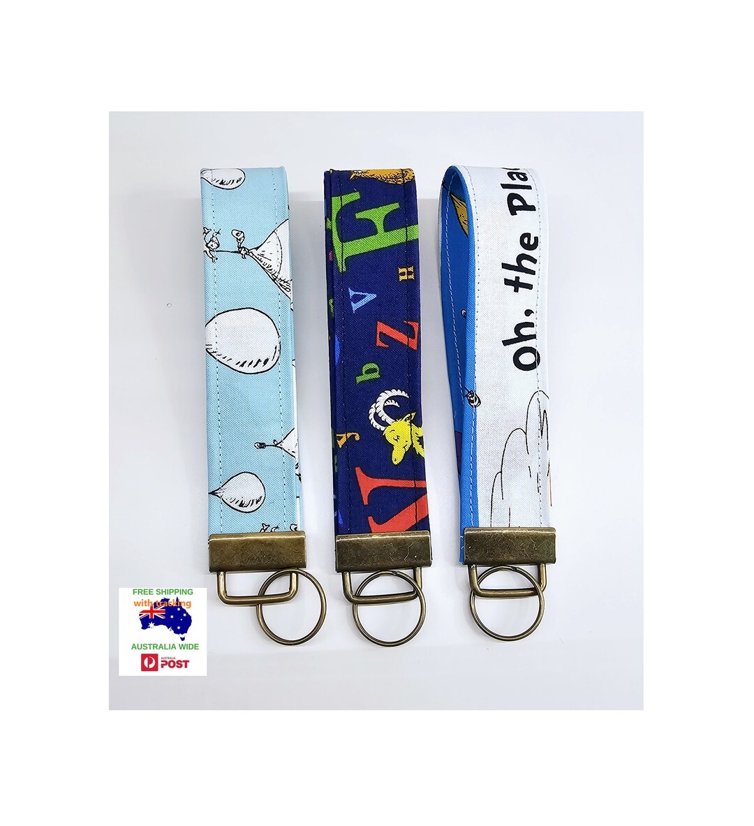 Dr. Suess Theme Key Fobs With Antique Brass Hardware. Sold Individually ...