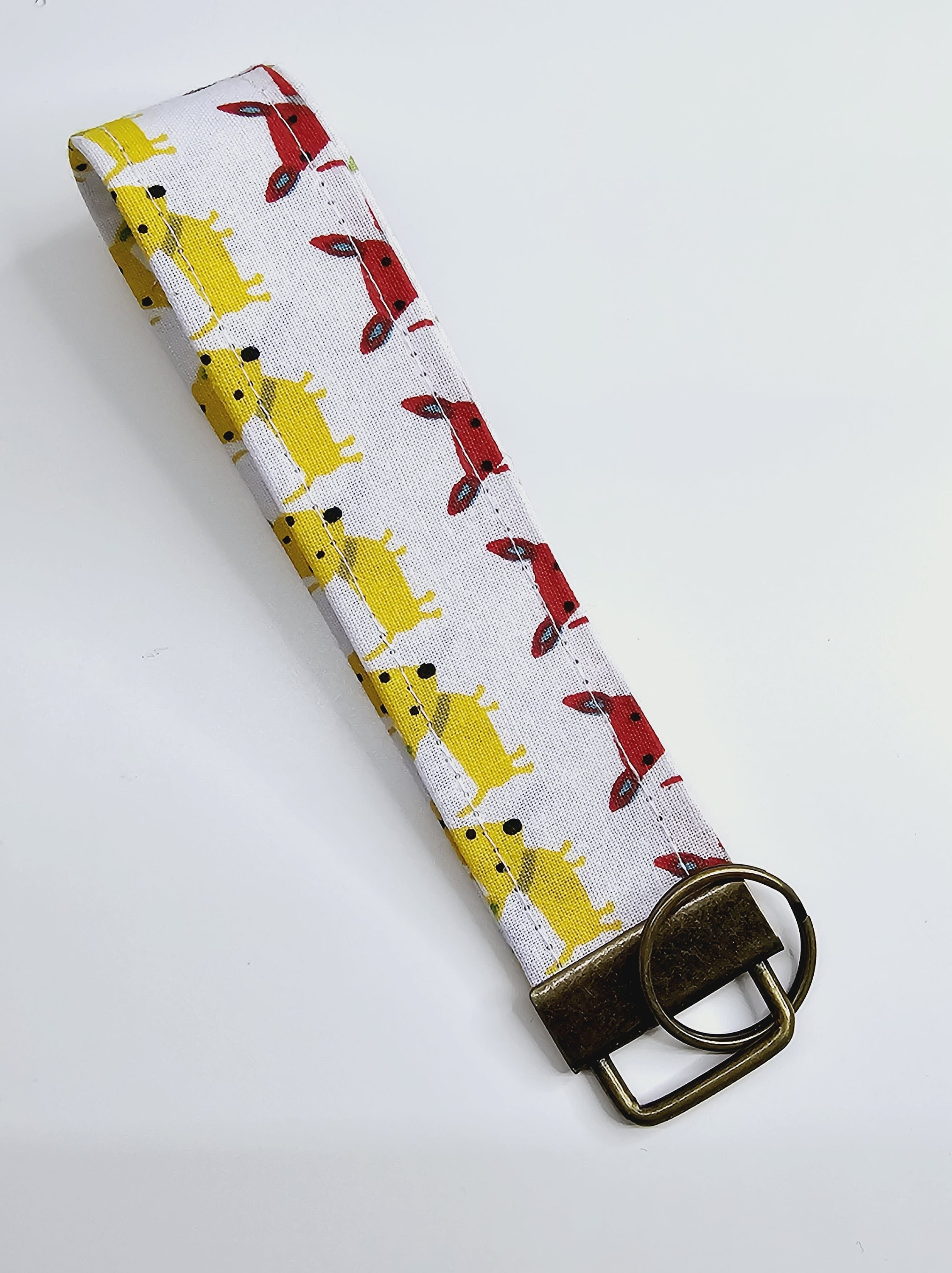Dog Pattern Key Fobs With Antique Brass Hardware. Sold Individually ...