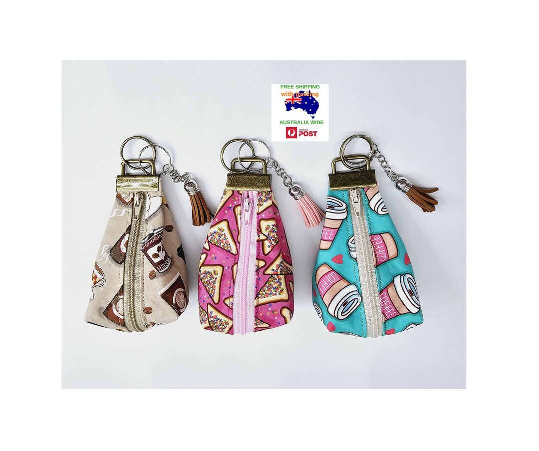 LAST ONE Key Fob Coin Purse Pouch With Tassel. Coffee - Etsy