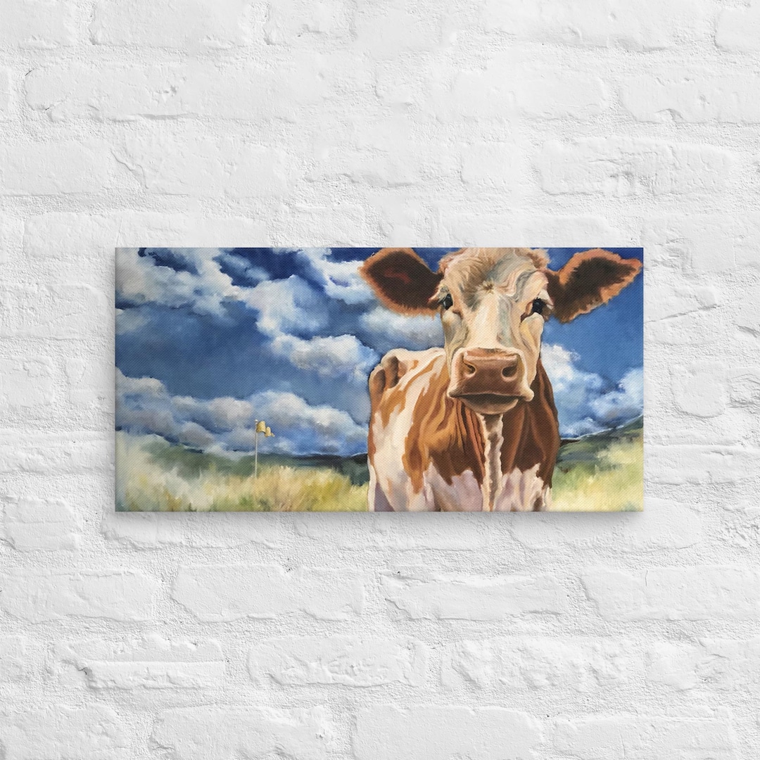 Golfing Cow on Canvas, Cow on a Golf Course, Annika, Golfing Bovine, - Etsy