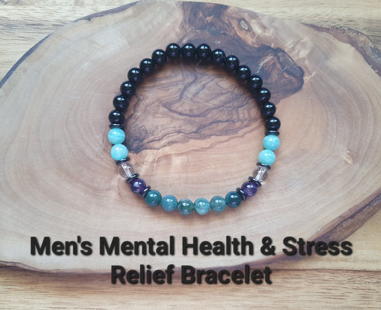 Men s Mental Health Stress Relief Bracelet Calming Mala Uplifting Grounding Strength Optimism Healing Crystal Masculine Gift 6mm Etsy