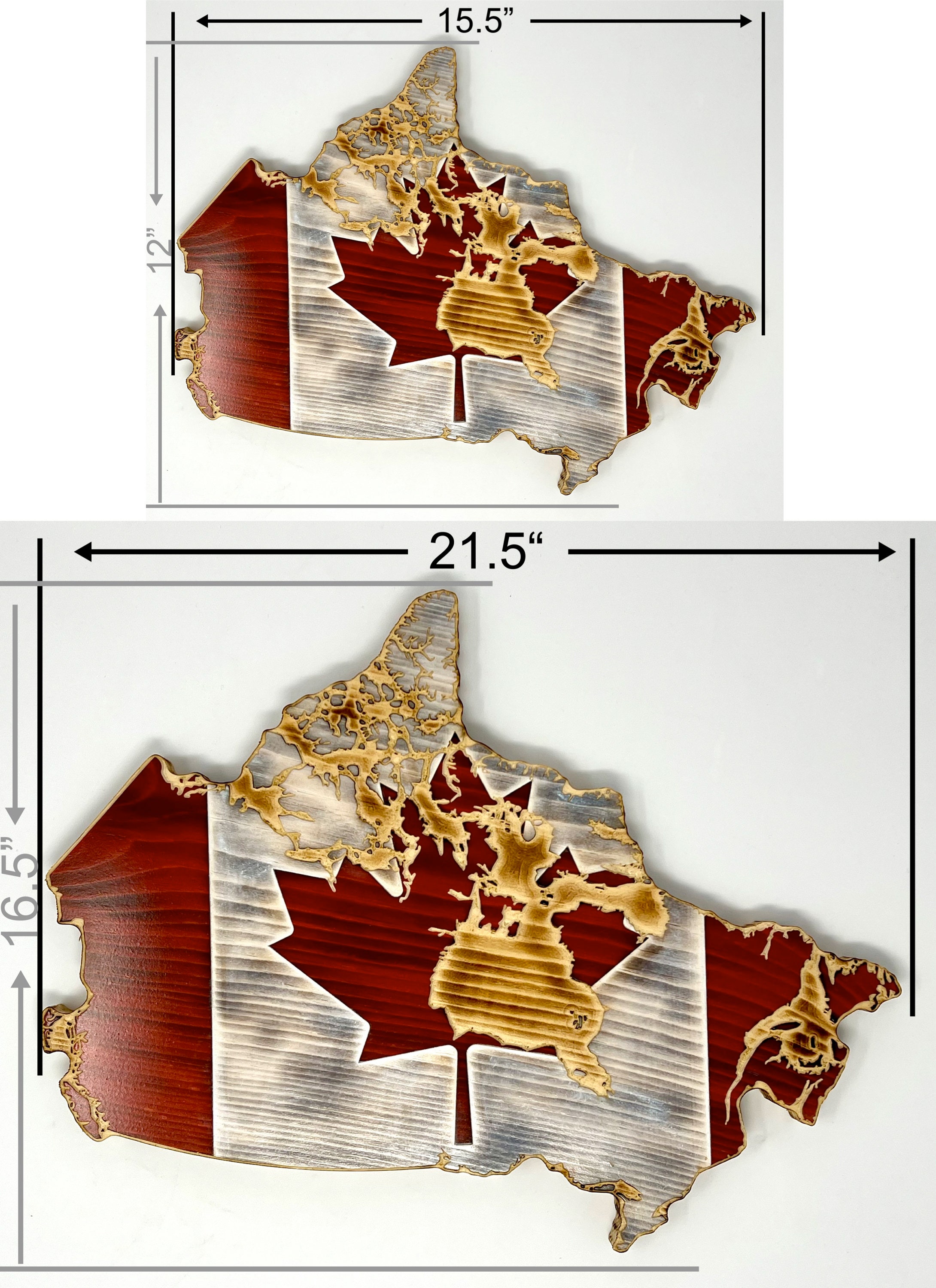 3D Wooden Canada Map Flag With Island Details Red & White Canada Shape ...