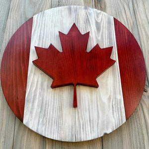 3D Wooden Round Canada Flag | Cut-out Maple Leaf | Wall Art | Cottage ...