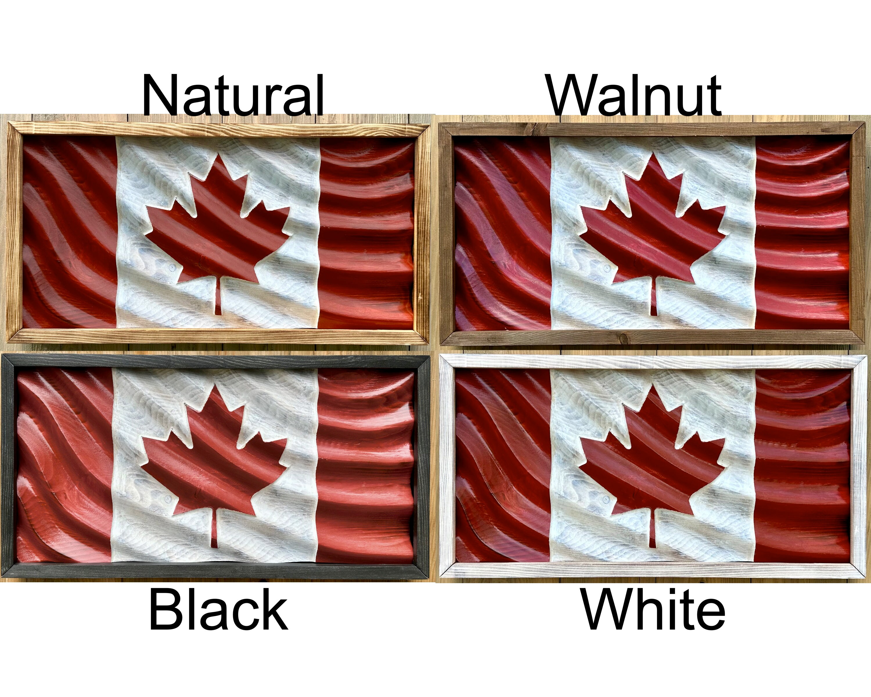 3D Wavy Wooden Canada Flag Wave Pattern 1 Red & White Wall Art Maple ...