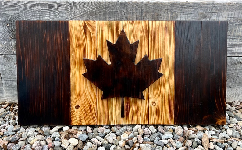 3D Rustic Canada Flag Two Tone Natural Official Ratio - Etsy