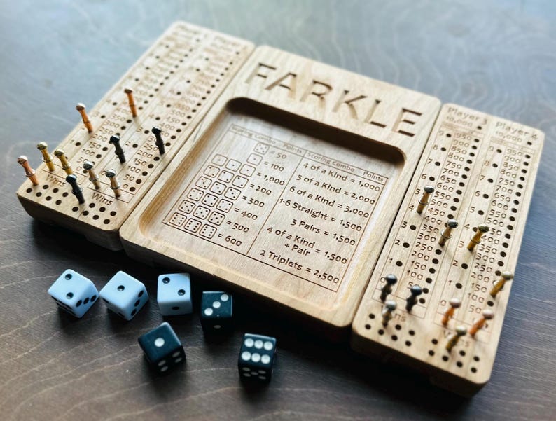 Folding Farkle Board | 10,000 | Travel Size | Built-in Storage | Ten ...
