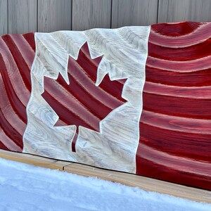 3D Wavy Wooden Canada Flag Wave Pattern 1 Red & White Wall Art Maple ...