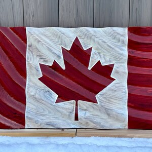 3D Wavy Wooden Canada Flag Wave Pattern 1 Red & White Wall Art Maple ...