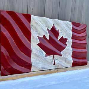 3D Wavy Wooden Canada Flag Wave Pattern 1 Red & White Wall Art Maple ...