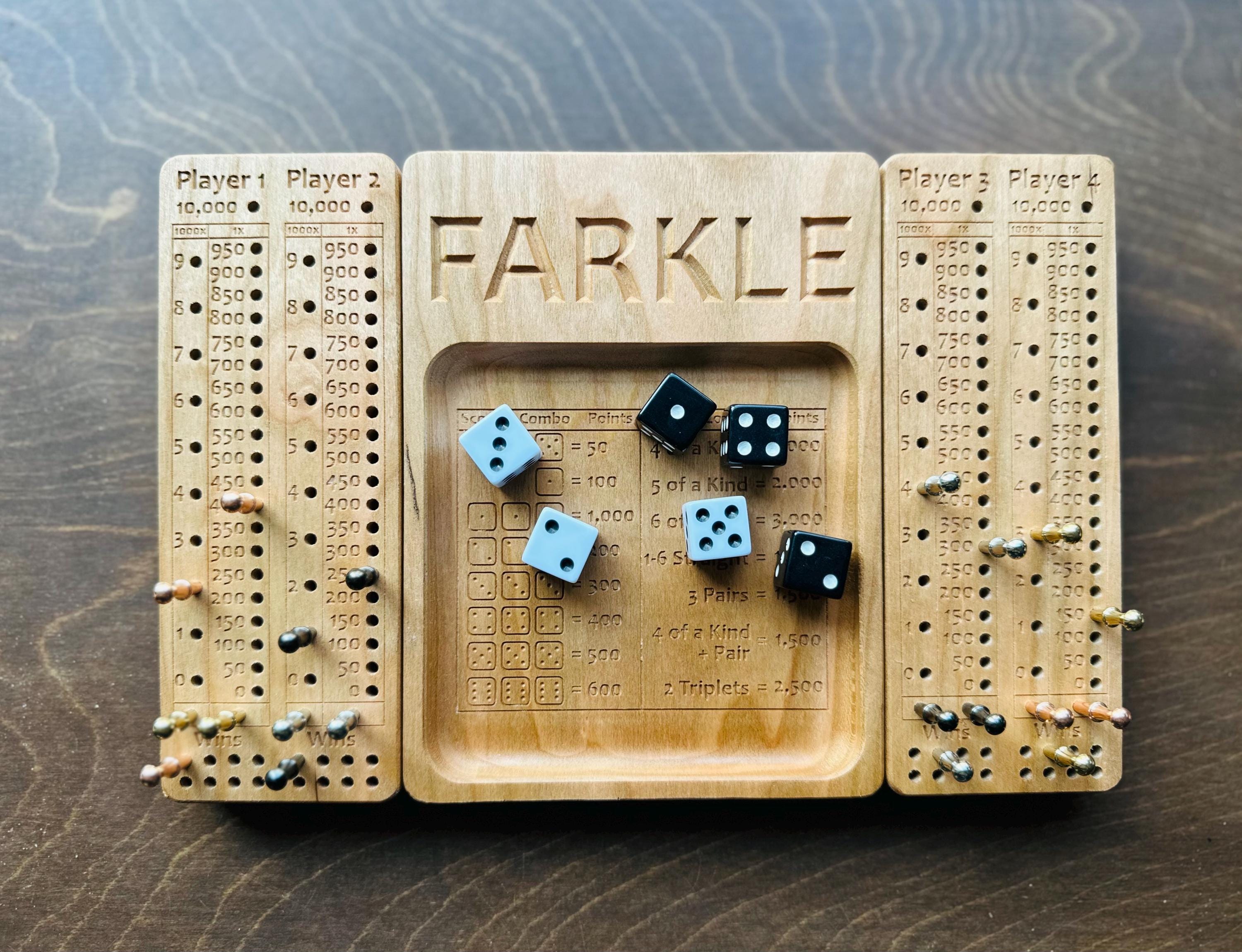 Folding Farkle Board | 10,000 | Travel Size | Built-in Storage | Ten ...