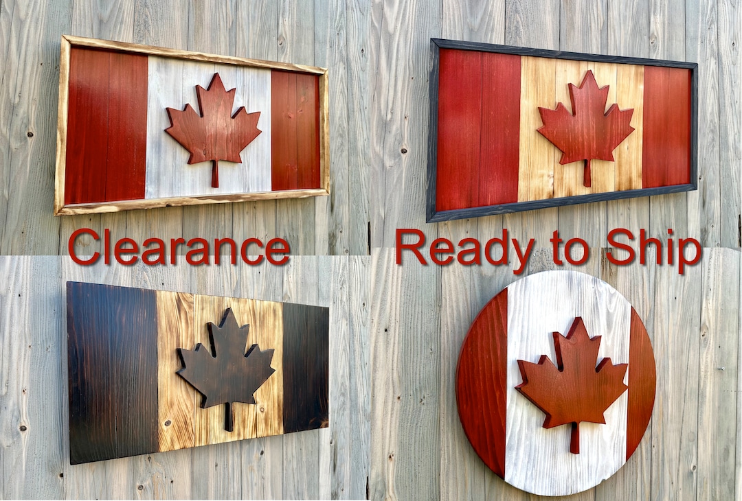 3D Wooden Canada Flags (ready to Ship) | Round | Framed | Red | White ...