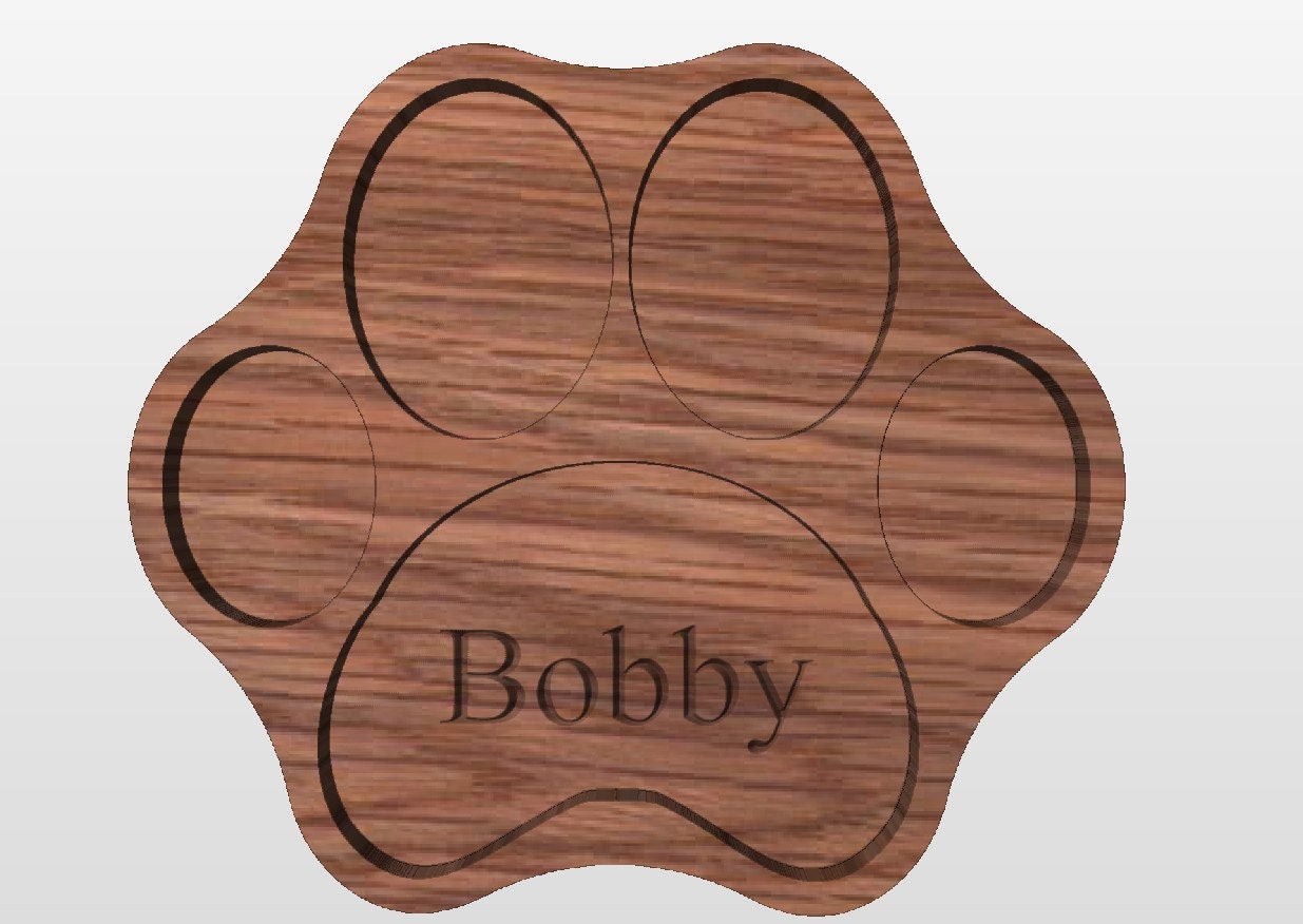 Paw Print Hardwood Tray Maple Cherry Walnut Personalized Name Catchall ...