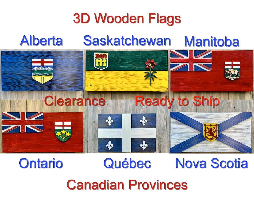 3D Wooden Canadian Provincial Flags Ontario Manitoba - Etsy