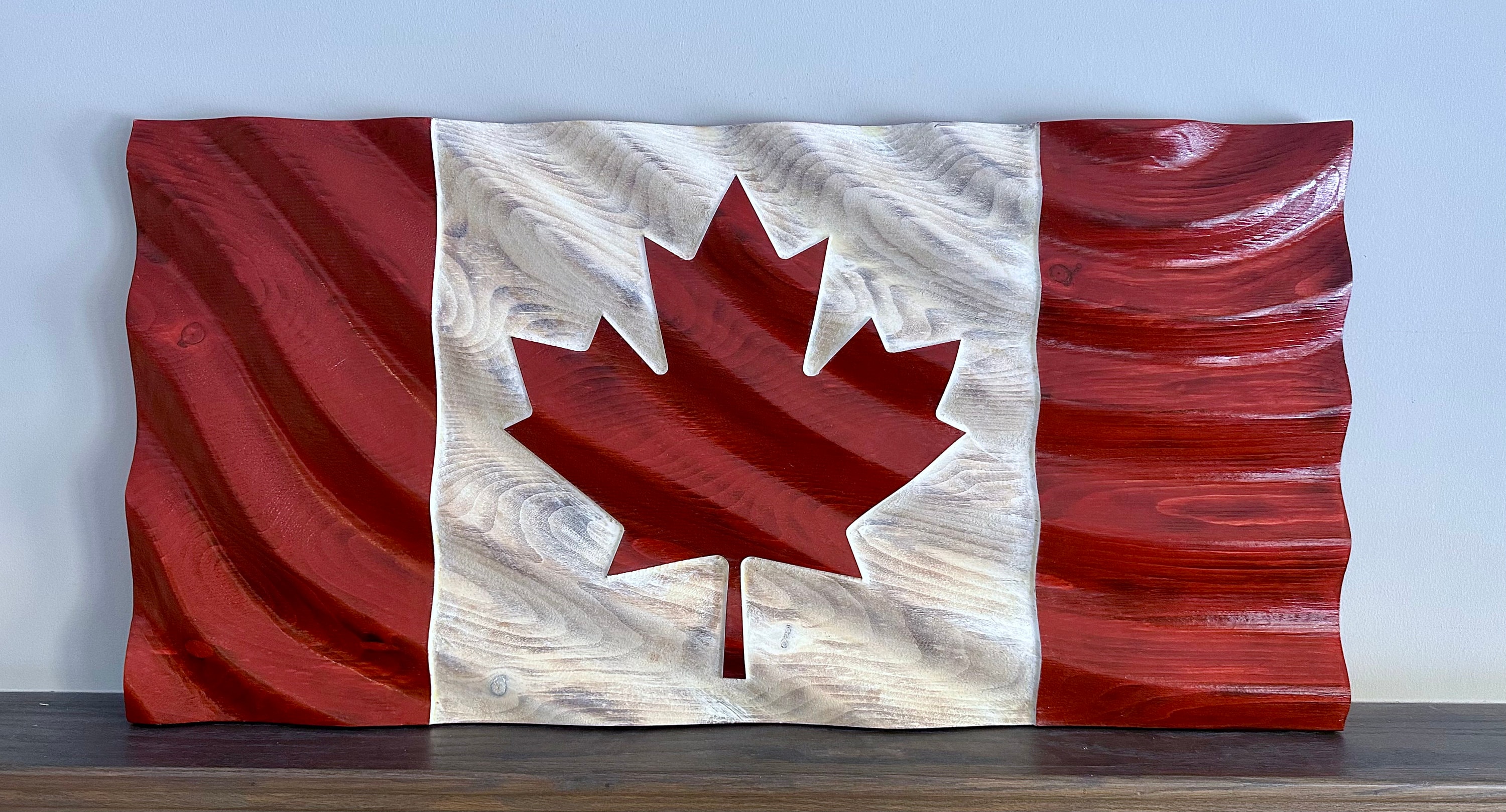 3D Wavy Wooden Canada Flag Wave Pattern 1 Red & White Wall Art Maple ...