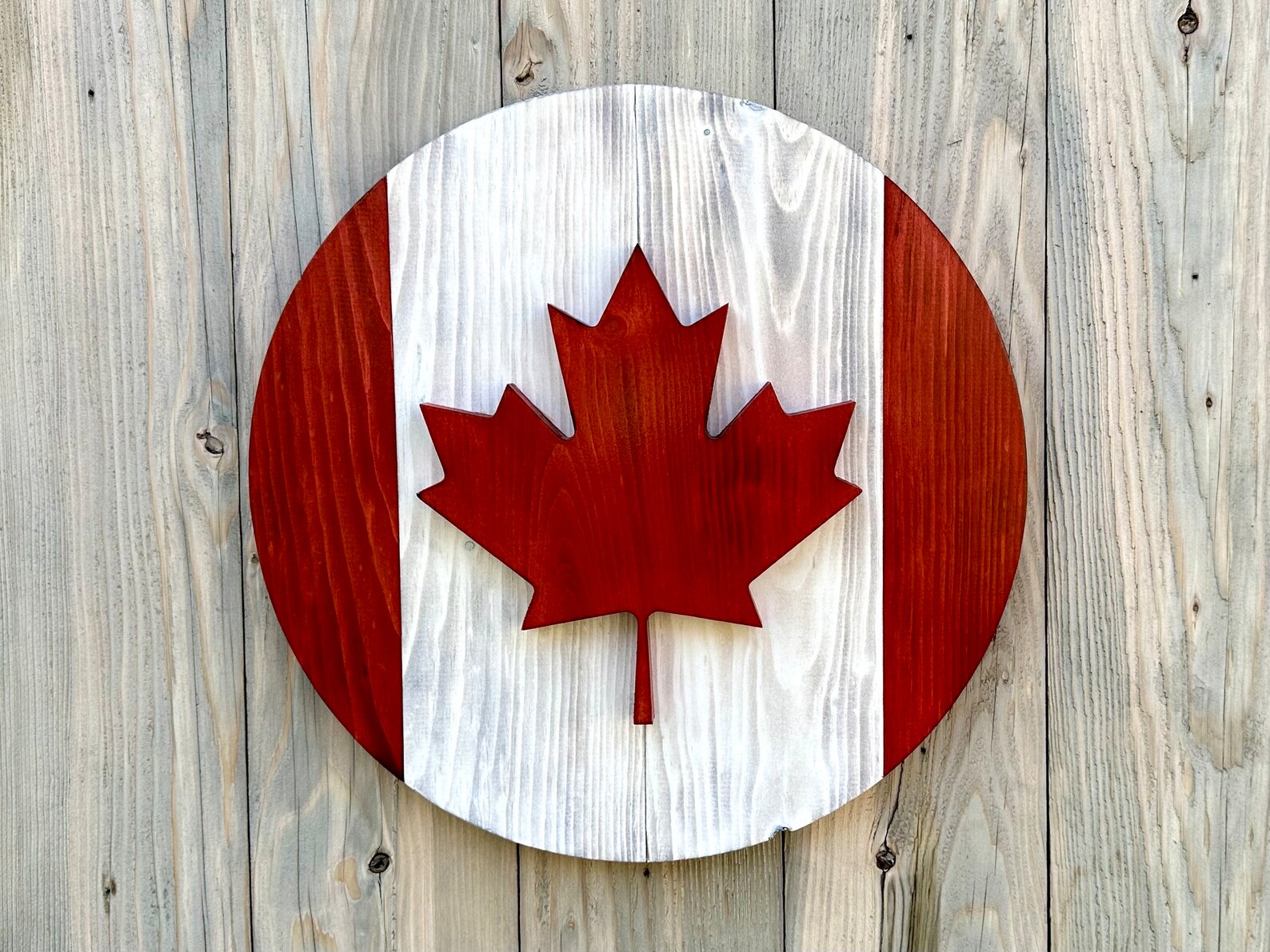 3D Wooden Round Canada Flag | Cut-out Maple Leaf | Wall Art | Cottage ...