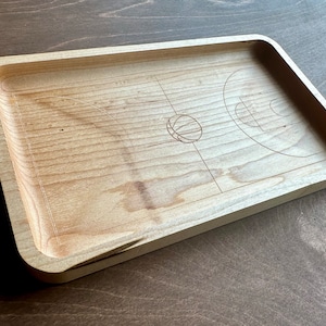 Basketball Court Shape Hardwood Catchall Tray | Trivet | Serving Board ...