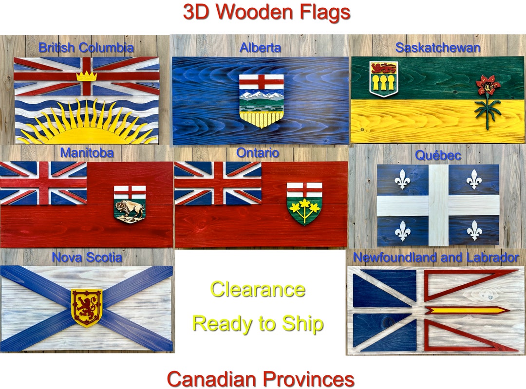 3D Wooden Canadian Provincial Flags | Ontario | Manitoba | Quebec ...