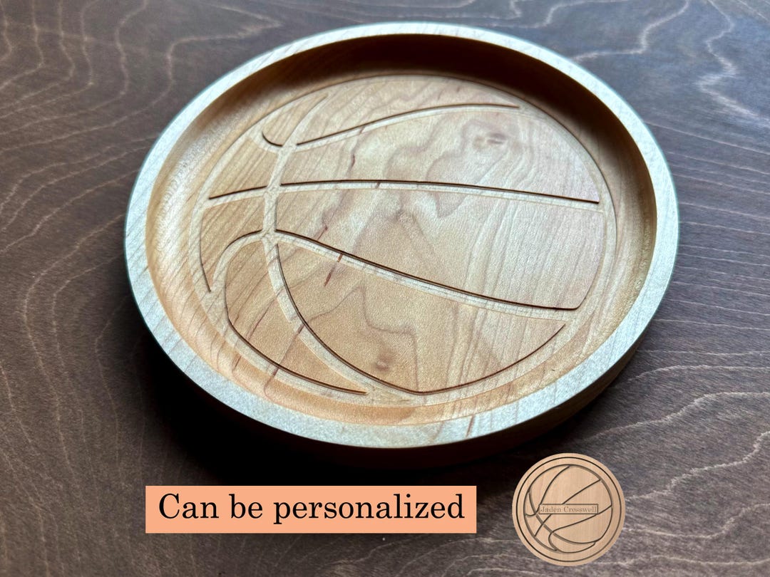 Basketball Shape Premium Hardwood Catchall Tray | Personalized Name ...