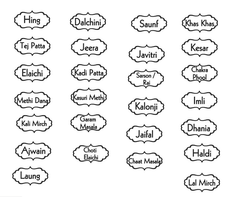 Indian Spice Jar Labels | Set of 25 Vinyl Pantry Decals - Etsy