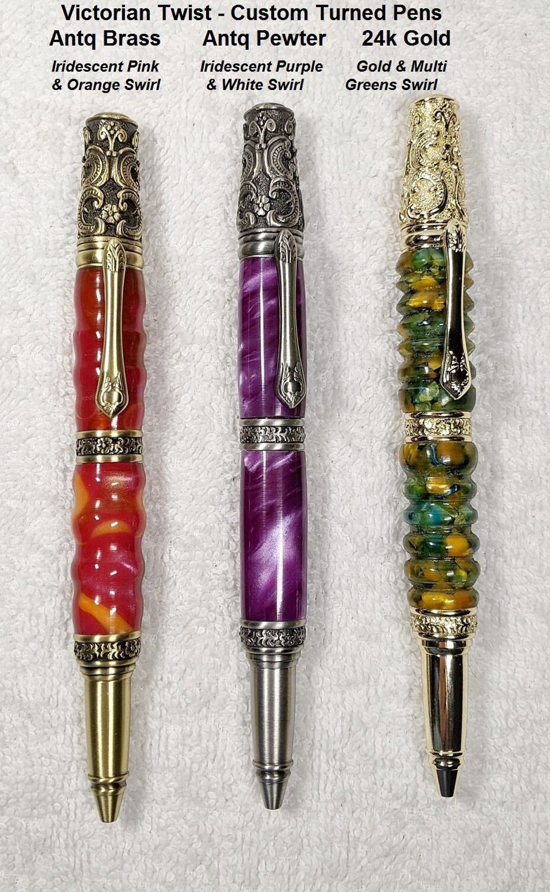 Victorian Fountain Pen: Celtic, Cameron, Twist Pens - Gold, Pewter ...