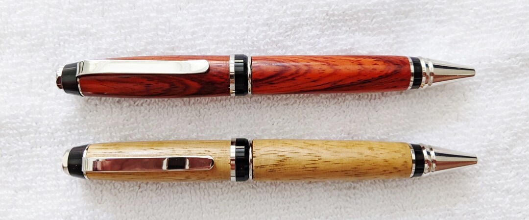 Cigar Style Turned Pens Titanium on Yellow Heart, King Cocobolo ...