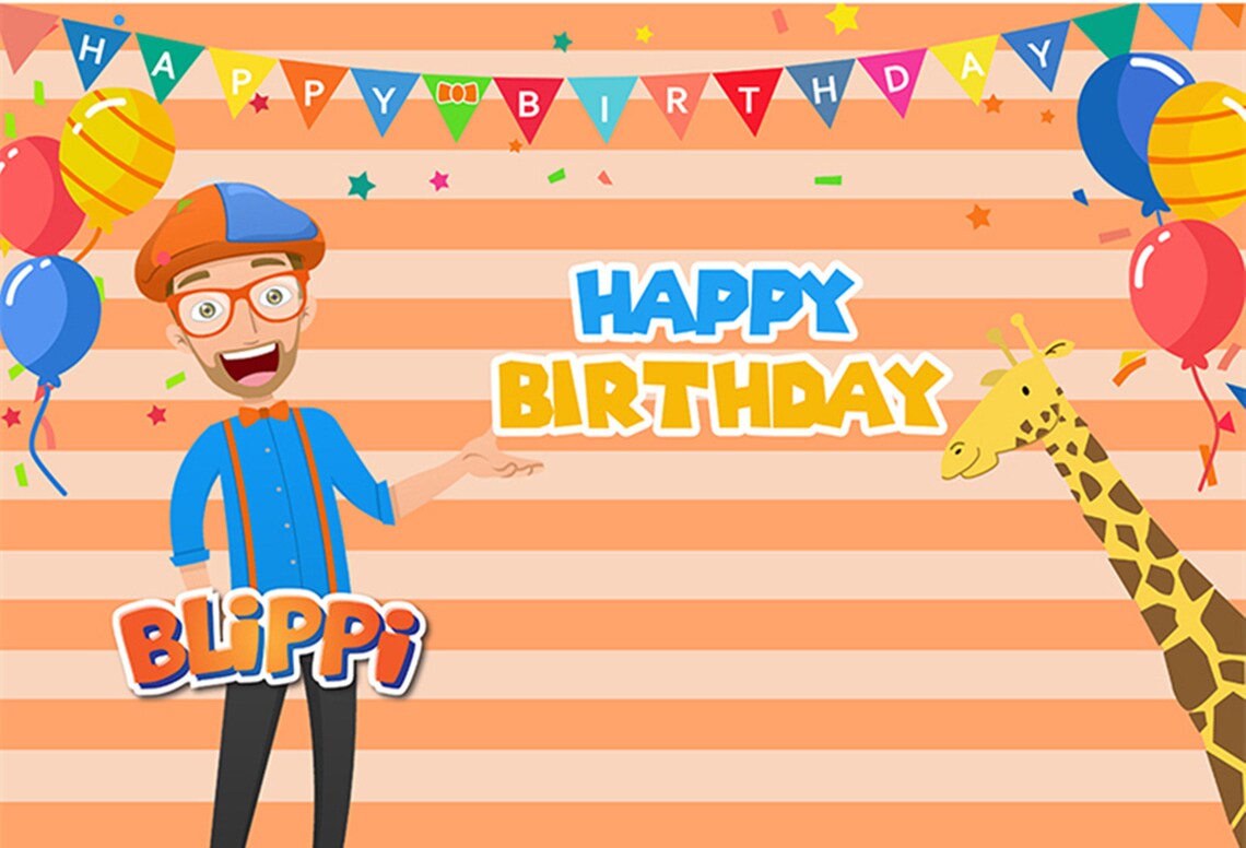 New Design Blippi Party Background For Boys Birthday Orange | Etsy