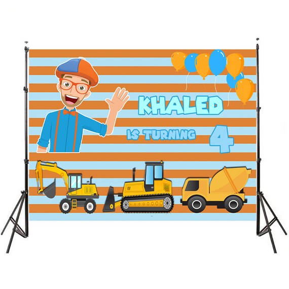 Blippi Background For Boys Birthday Photography Construction | Etsy