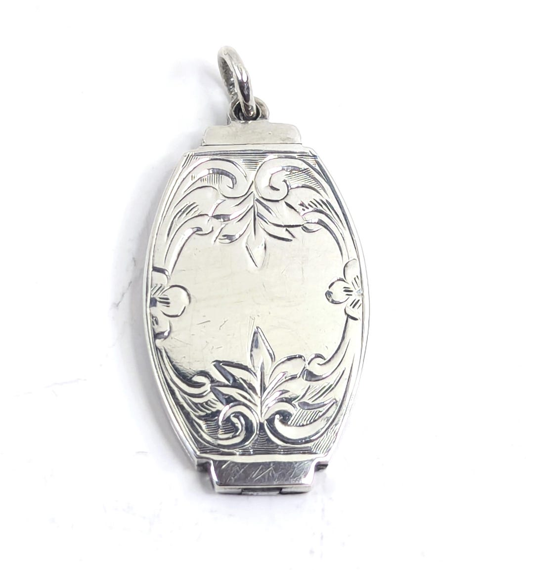 True Vintage Art Deco Design Solid Silver Flat Geometric Shaped Locket ...